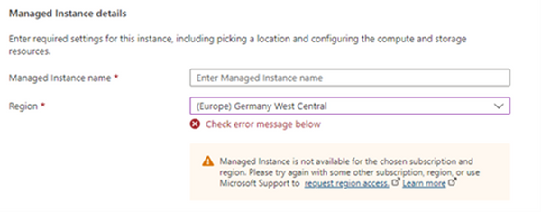 Quota limitations for SQL Managed Instance