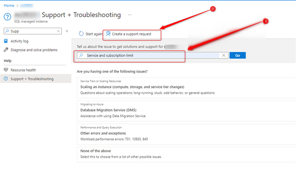 Quota limitations for SQL Managed Instance