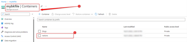 Restore managed instance database from blob storage
