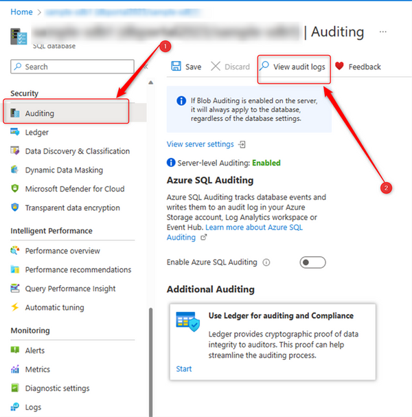 How to enable Auditing for Azure SQL Database