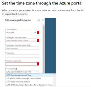 Change time zone for Azure Database or Manage Instance?